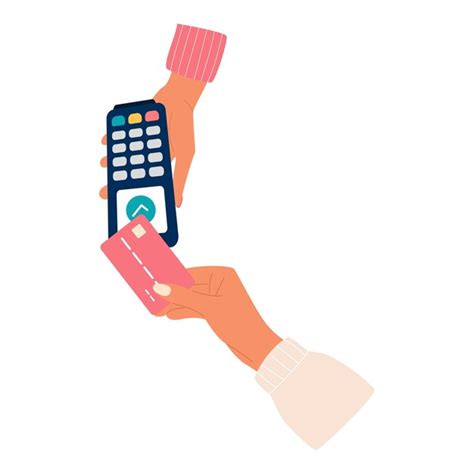 Premium Vector Approved Payment With Pos Terminal Using Bank Debit Card Hands Pay With