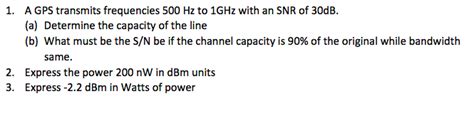 Solved A GPS Transmits Frequencies Hz To GHz With An Chegg Com