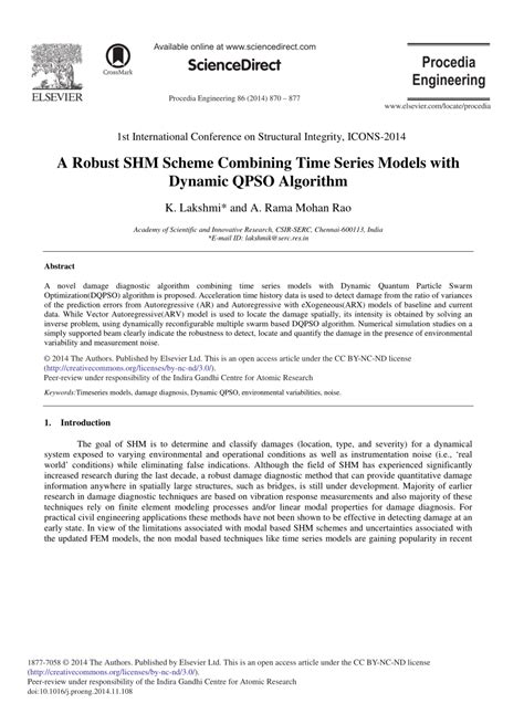 pdf a robust shm scheme combining time series models with dynamic