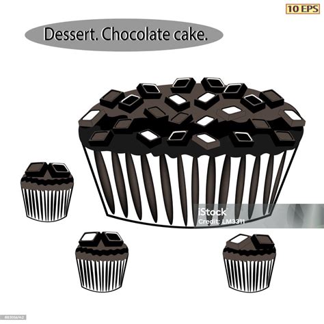 디저트 초콜릿 케이크 초콜릿 바와 함께입니다 Blakc 아이콘입니다 초콜릿 파이입니다 초콜릿 케이크입니다 빵집 베이커리 제품 벡터 일러스트입니다 갈색에 대한 스톡 벡터 아트