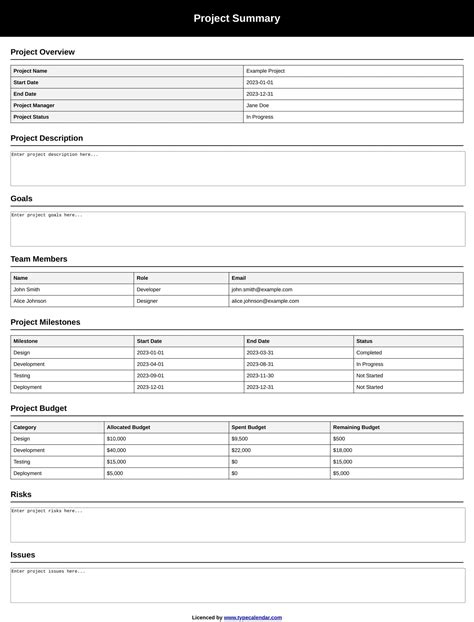 Free Printable Project Summary Templates [word Pdf Excel Ppt]