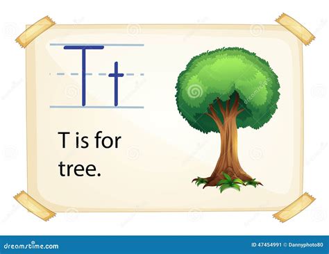 A Letter T For Tree Stock Vector Illustration Of Educational 47454991