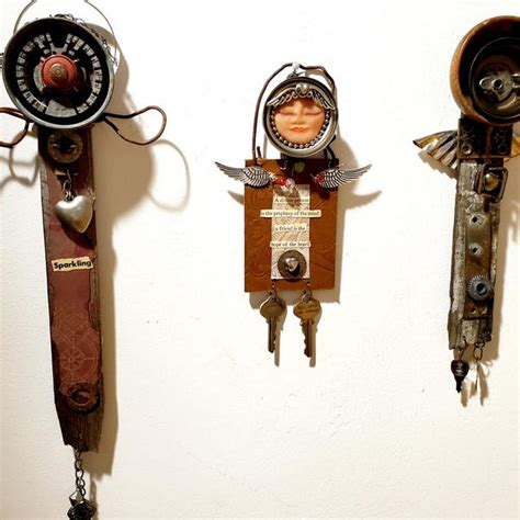 Found Object Button Art Tree Etsy