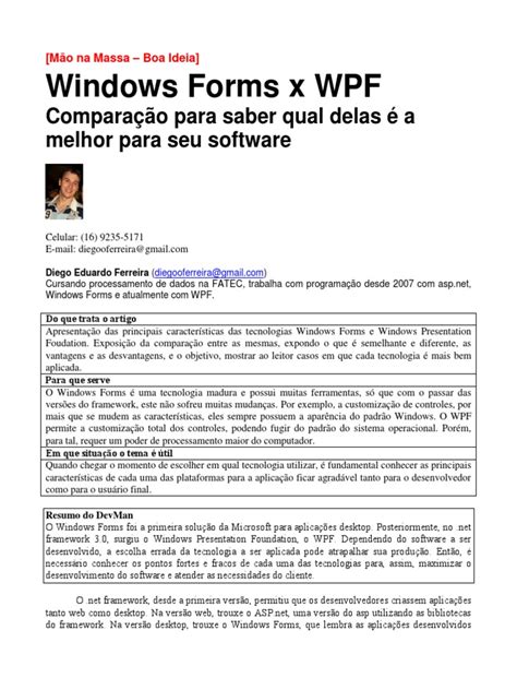 Comparação Entre Wpf E Windows Forms Pdf Sistema Operacional