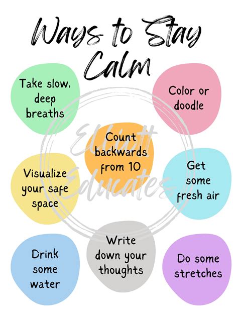 Ways To Stay Calm Calming Techniques Babe Poster Classroom Poster Therapist Poster