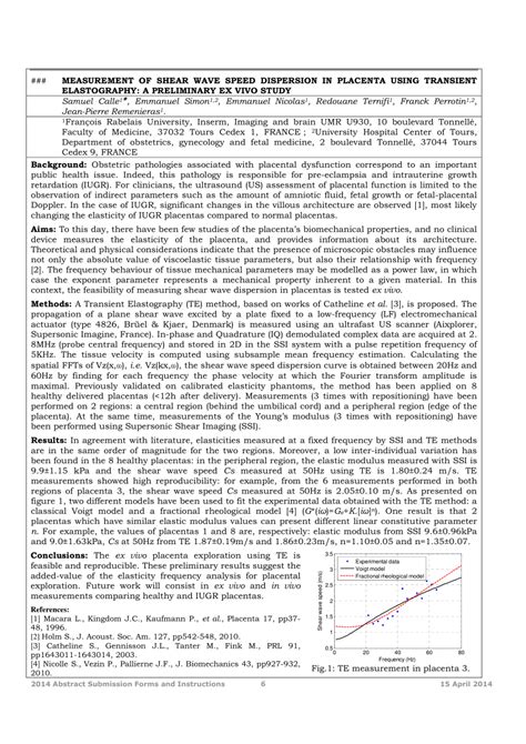 Pdf Measurement Of Shear Wave Speed Dispersion In Placenta Using