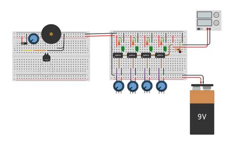 circuit design radio and bulb powered by battery monitoring circuit tinkercad