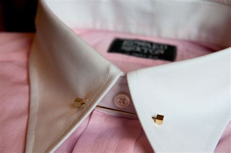 Edward Sexton Pin Collar Pink Shirt With White Collar And Cuffs