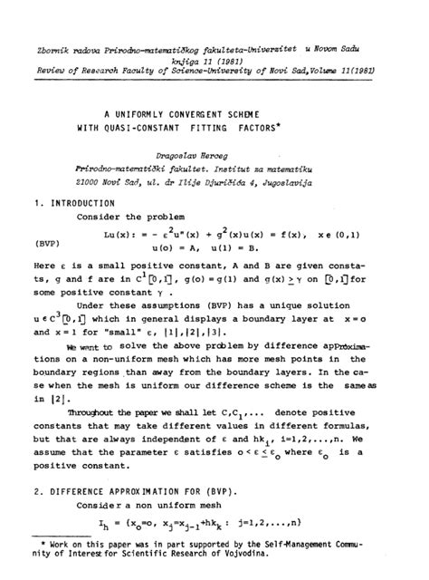Pdf A Uniformly Convergent Scheme With Quasi Constant Fitting Factors