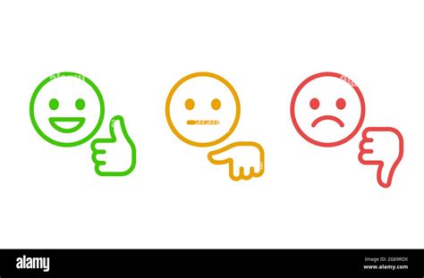 Customer Satisfaction Rating Scale Smiley Face With Thumbs Up And Down Positive And Negative