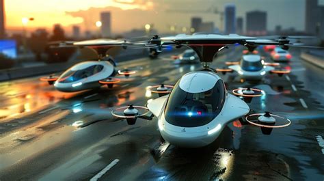 Premium Photo Advanced Urban Landscape Autonomous Transport And Aerial Drones In A Smart