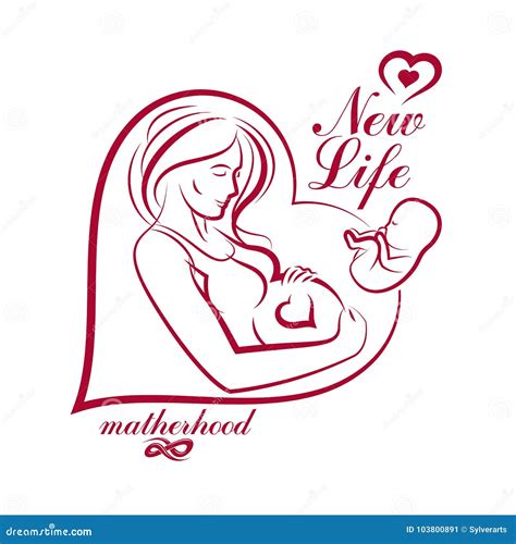 Elegant Pregnant Woman Body Silhouette Drawing Vector Illustration Of