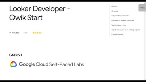 Looker Developer Qwik Start Qwiklab Youtube
