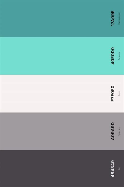 Best Turquoise Color Palettes With Names And Hex Codes In Turquoise Color Palette