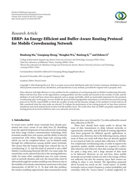 Pdf Ebrp An Energy Efficient And Buffer Aware Routing Protocol For