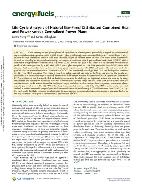 Pdf Life Cycle Analysis Of Natural Gas Fired Distributed Combined Heat And Power Versus