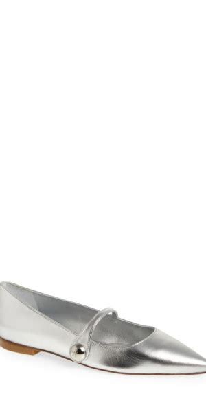 Stuart Weitzman Pointed Toe Mary Jane Flat In Silver