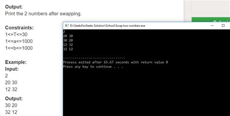 geeksforgeeks solution for swap two numbers