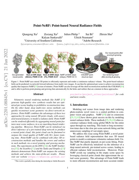 Pdf Point Nerf Point Based Neural Radiance Fields