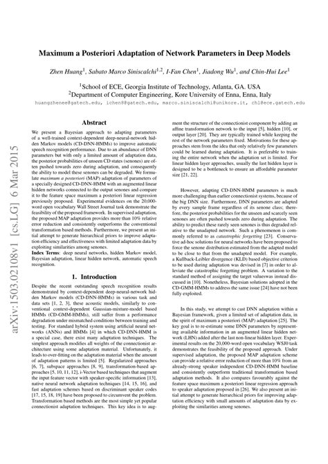 Pdf Maximum A Posteriori Adaptation Of Network Parameters In Deep Models