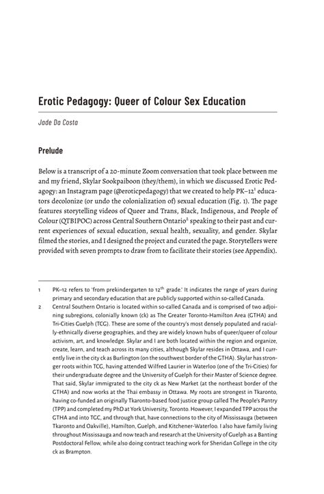 Pdf Erotic Pedagogy Queer Of Colour Sex Education