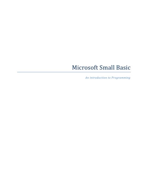 Microsoft Small Basic Programming Introduction