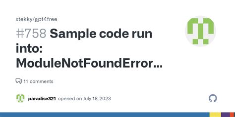 Sample Code Run Into Modulenotfounderror No Module Named G4f