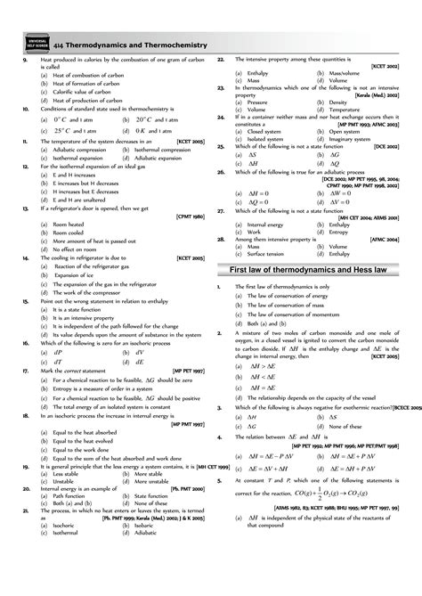 SOLUTION Chep Thermodynamics And Thermochemisty Ques Final E