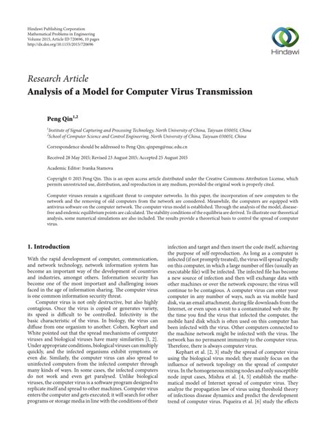 Pdf Analysis Of A Model For Computer Virus Transmission
