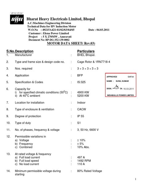 Technical Data And Curves For Bfp Motor Mdl Bpl 027 R3 Cat A Approved Dtd 16 03 2011 Pdf