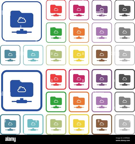 Cloud Ftp Color Flat Icons In Rounded Square Frames Thin And Thick Versions Included Stock