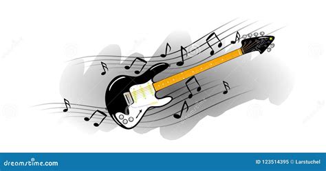 Electric Guitar With Music Notes Stock Illustration Illustration Of