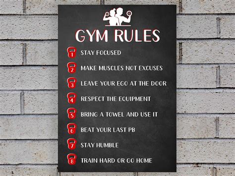 Gym Rules A3 Adhesive Sign Artofit