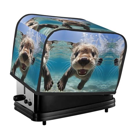 2 Slice Toaster Cover With Pockets Cute Diving Otter Water Proof