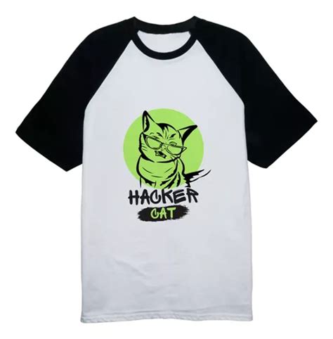 Camiseta Raglan Cat Gatos Hacker Amor Parcelamento Sem Juros
