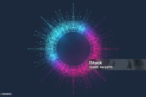 빅 데이터 양자 컴퓨터 기술 분석 및 정보의 구조화를 처리하기위한 혁신적인 벡터 일러스트레이션 빅 데이터 머신 러닝 알고리즘