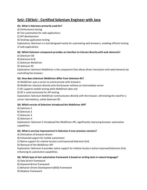 Seu Cseseu Certified Selenium Engineer With Java Exams Technology