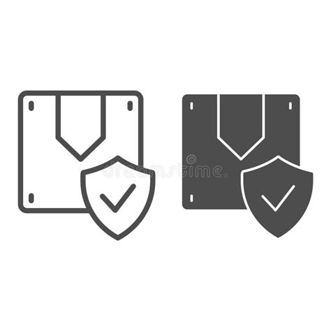 Box And Check Line And Glyph Icon Cargo Safety Vector Illustration Isolated On White Stock
