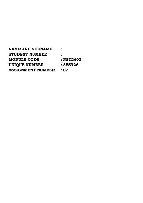 Nst2602 Assignment 2 Memorandum Nst2602 Nst2602 Stuvia Sa