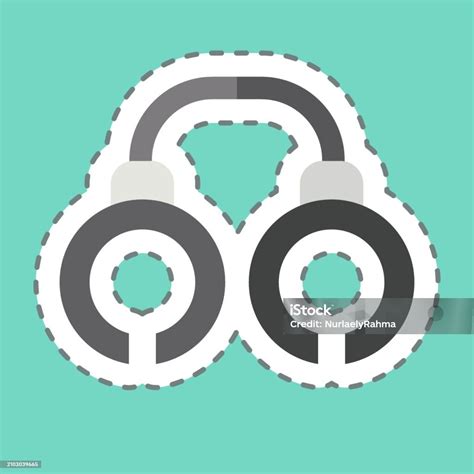 스티커 라인 컷 수갑 군대 및 육군 상징과 관련이 있습니다 심플한 디자인 일러스트레이션 겨냥에 대한 스톡 벡터 아트 및 기타