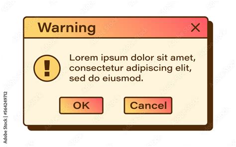 Vector De Stock Vector Retro Vaporwave Modal Window Y2k Warning Dialog