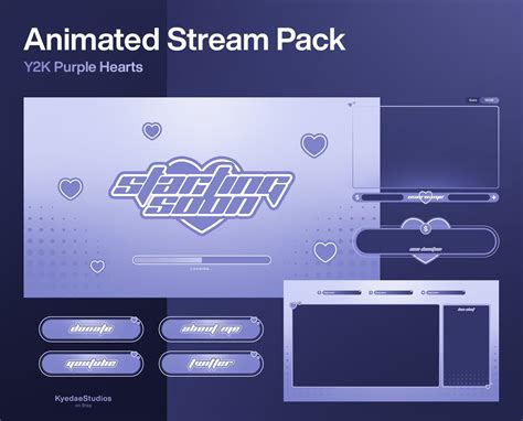 Animated Purple Stream Overlay Package Cute Panels Twitch Overlay Animated Stream Alerts