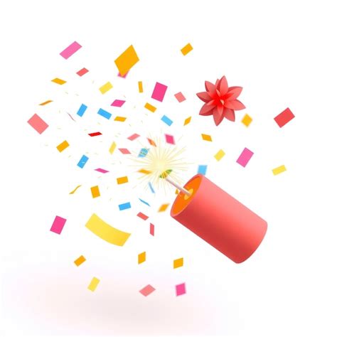 Red Party Popper With Confetti Exploding Premium Ai Generated Image