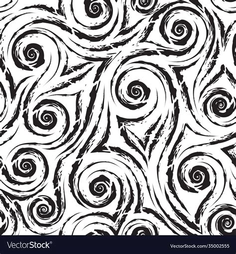 Black Smooth Lines Corners And Spirals With Torn Vector Image