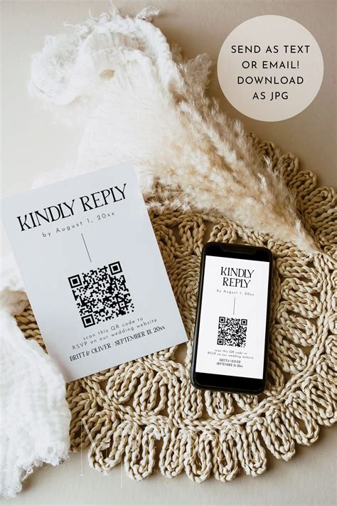 Editable Printable Modern RSVP QR Code Electronic Response Card Boho RSVP Qr Code Qr Code