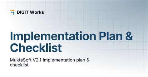 Implementation Plan And Checklist Digit Works