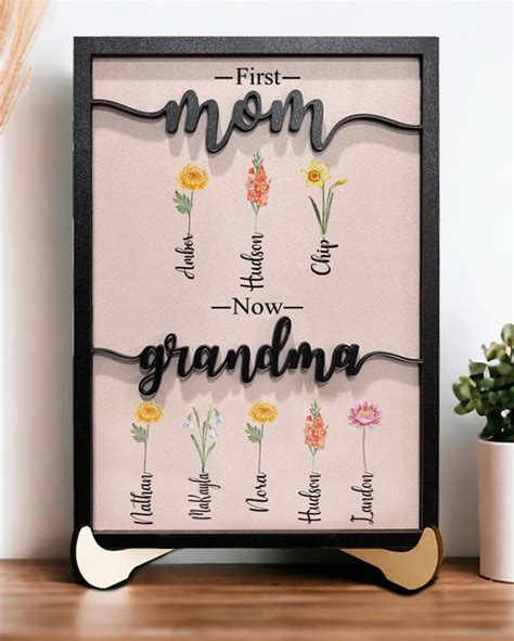 First Mom Now Grandma Wood Frame New Grandmother T