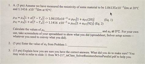 solved 1 a 5 pts assume we have measured the resistivity