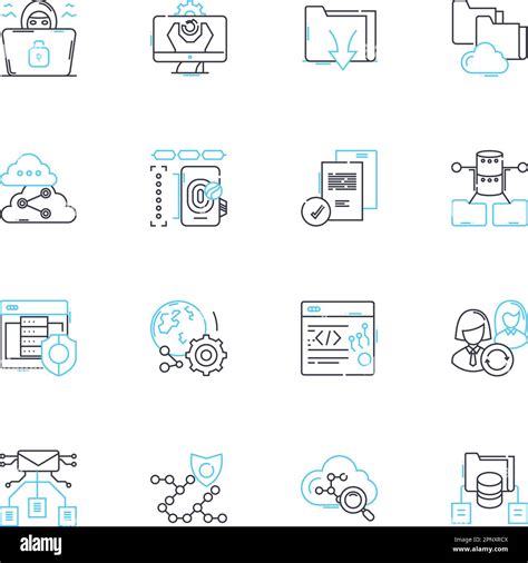 Cloud Potentiality Linear Icons Set Scalability Virtualization