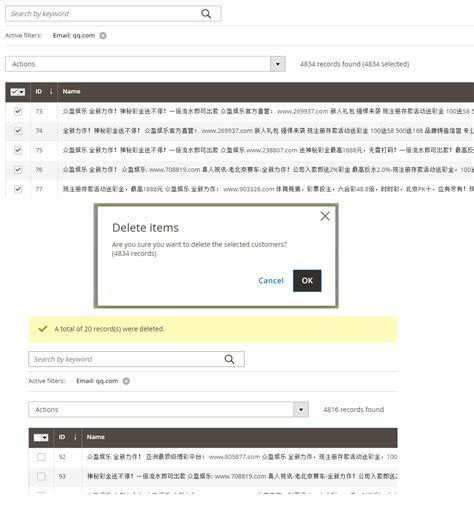 Customer Admin Grid Select All And Delete Is Not Working Properly Only Deletes 20 Visible